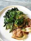 Pumpkin Rosti with Pesto Mushroom, Greens, Bacon - Penny Benjamin