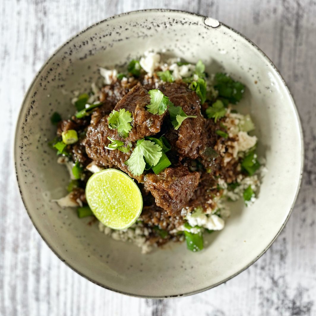 Chinese Braised Beef with cauliflower rice - Penny Benjamin